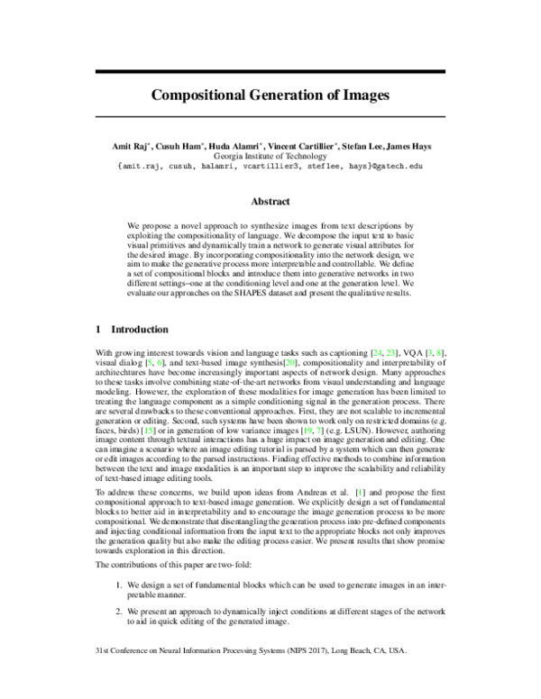 (PDF) Compositional Generation of Images