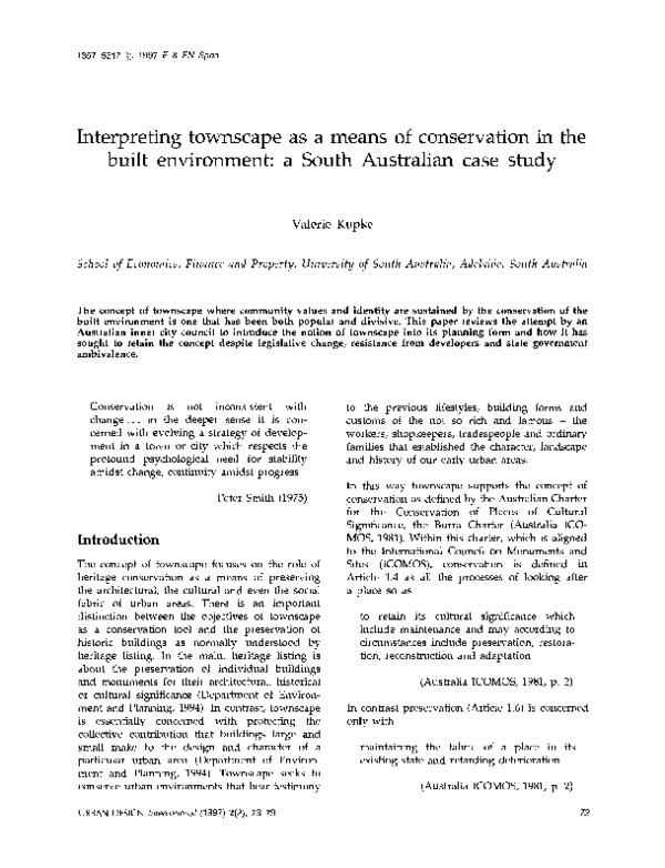 (PDF) Interpreting townscape as a means of conservation in the built ...