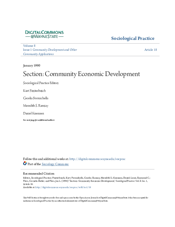 (PDF) Section: Community Economic Development