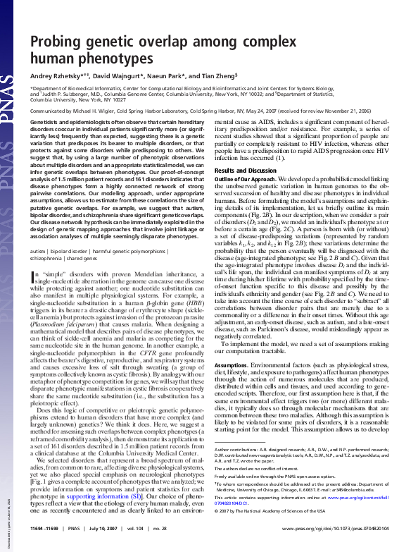 (PDF) Probing genetic overlap among complex human phenotypes