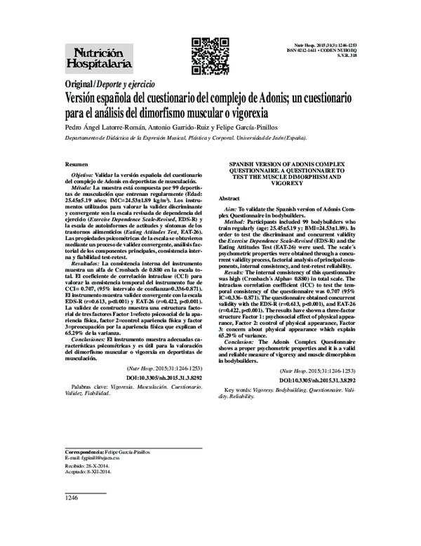 (PDF) [Spanish version of adonis complex questionnaire. A questionnaire ...