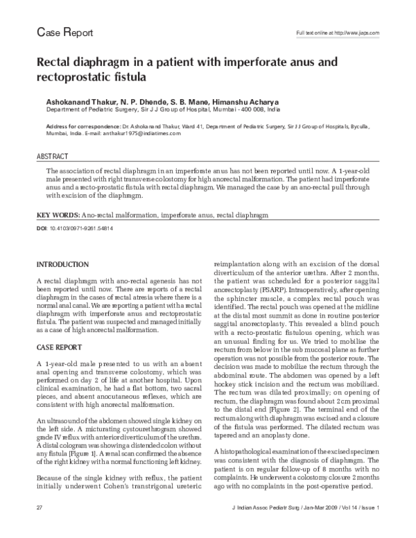 (PDF) Rectal diaphragm in a patient with imperforate anus and ...