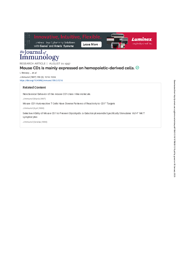 (PDF) Mouse CD1 is mainly expressed on hemopoietic-derived cells ...