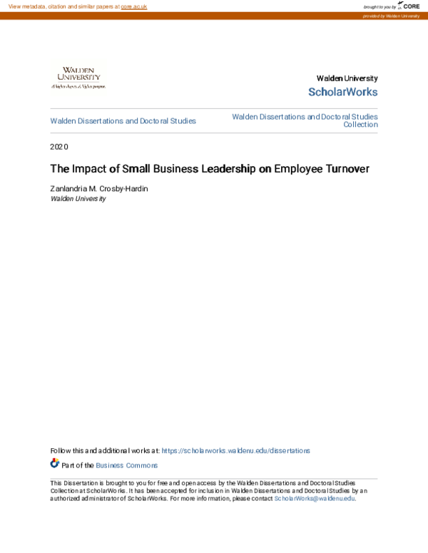 (PDF) The Impact of Small Business Leadership on Employee Turnover