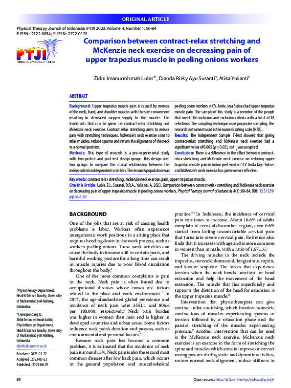 (PDF) Comparison between contract-relax stretching and McKenzie neck ...
