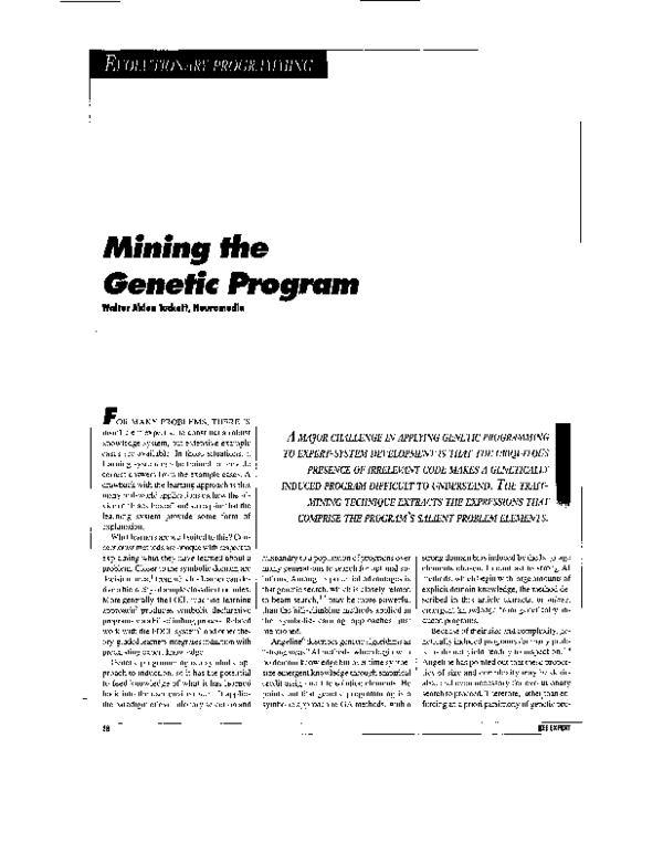(PDF) Mining the genetic program