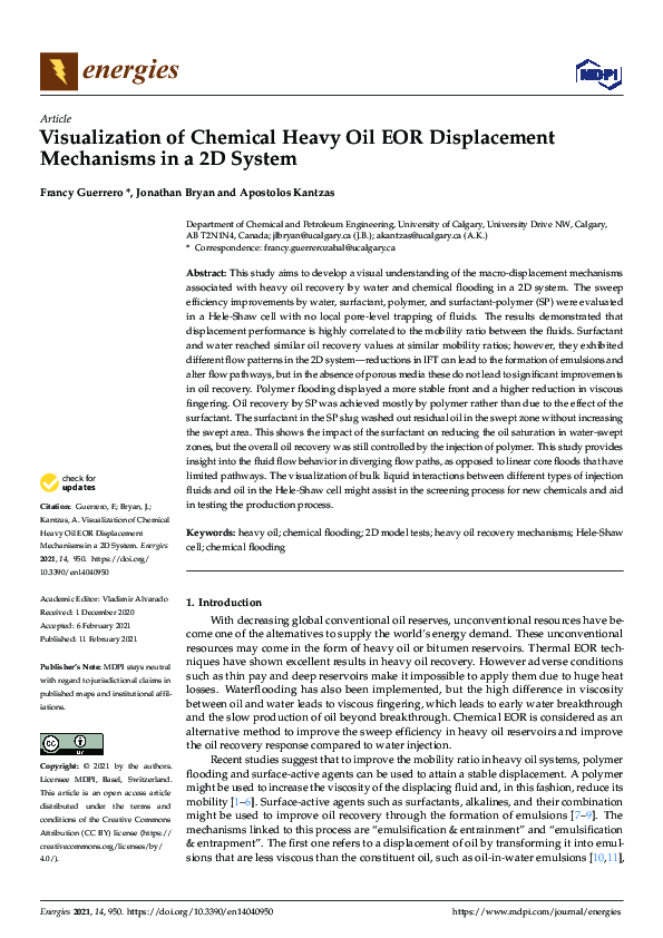 (PDF) Visualization of Chemical Heavy Oil EOR Displacement Mechanisms ...