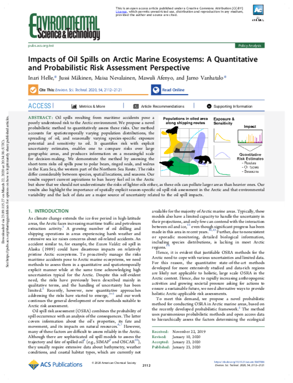 (PDF) Impacts of Oil Spills on Arctic Marine Ecosystems: A Quantitative ...