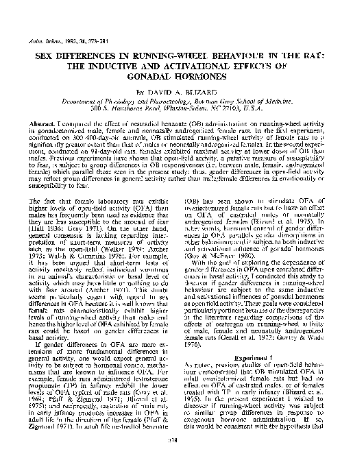 (PDF) Sex differences in running-wheel behaviour in the rat: The ...