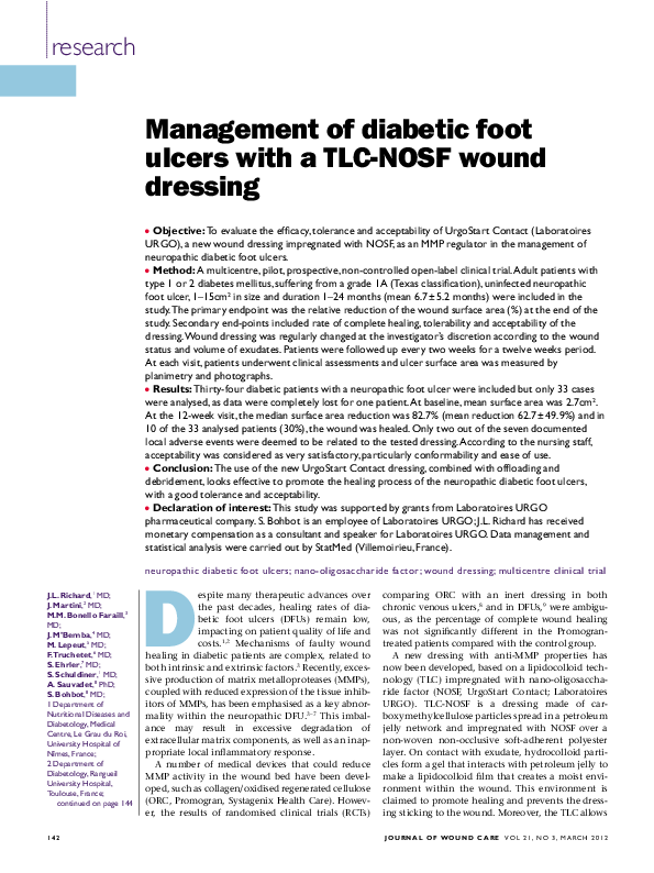 (PDF) Management of diabetic foot ulcers with a TLC-NOSF wound dressing