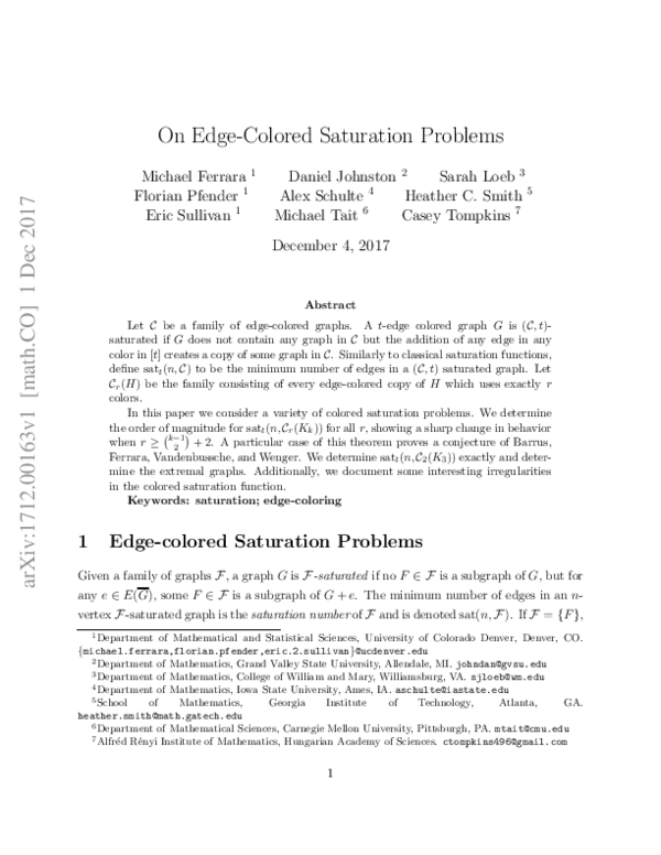 (PDF) On Edge-Colored Saturation Problems