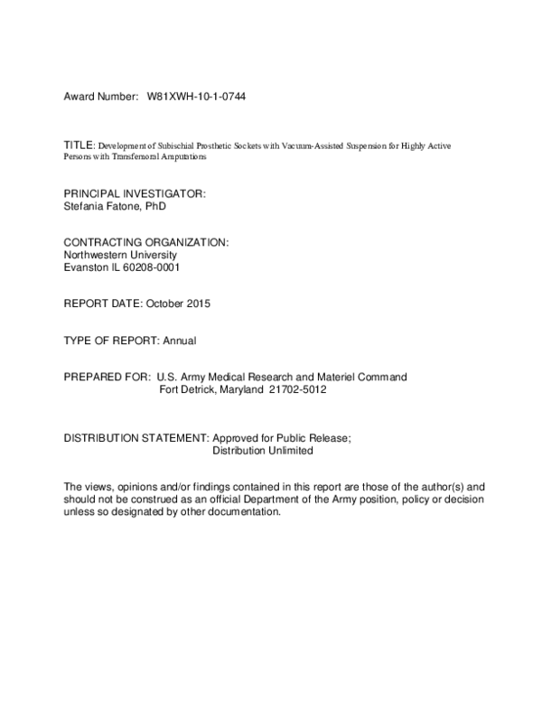 (PDF) Development of Subischial Prosthetic Sockets with Vacuum-Assisted ...