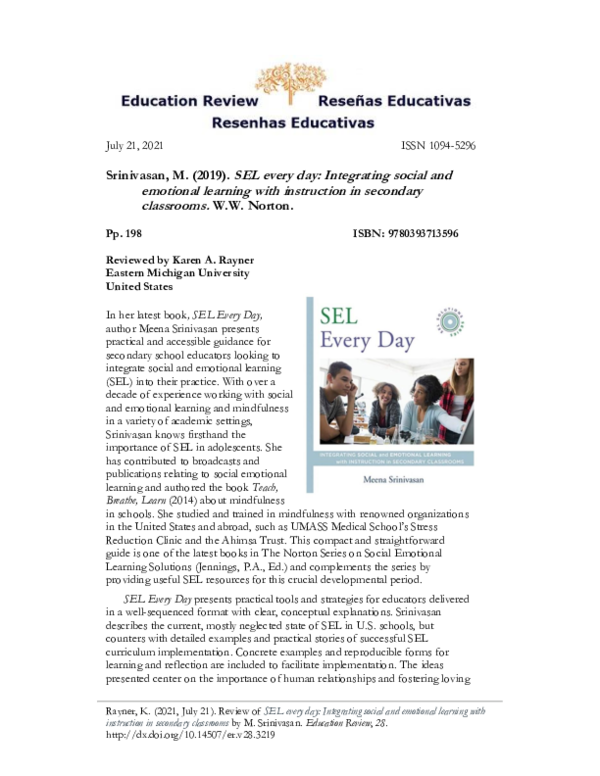 (PDF) Review of SEL every day: Integrating social and emotional ...
