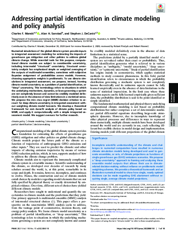 (PDF) Addressing Partial Identification in Climate Modeling and Policy ...