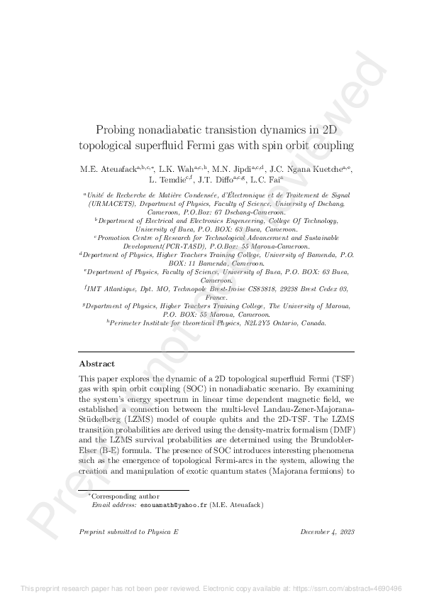 (PDF) Probing nonadiabatic transition dynamics in 2D topological superfluid Fermi gas with spin ...