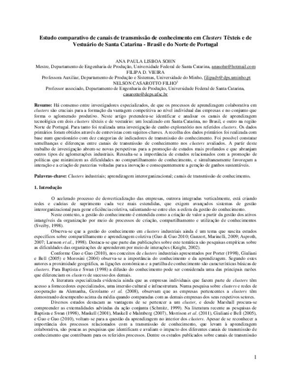 (PDF) Estudo comparativo de canais de transmissão de conhecimento em ...