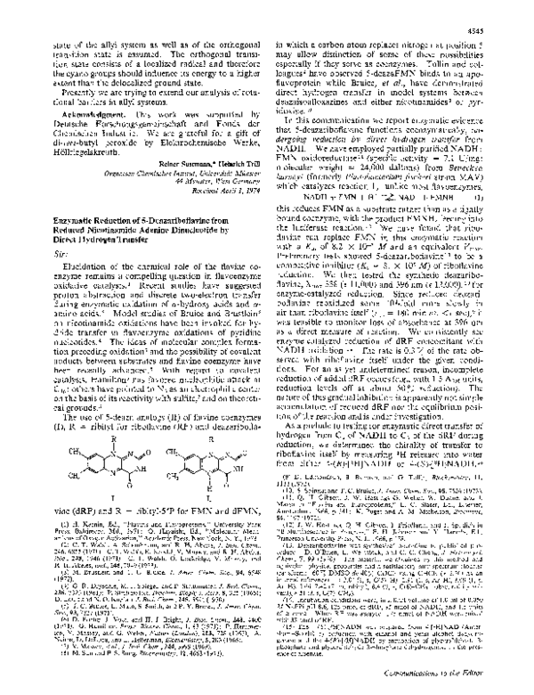 (PDF) Enzymic reduction of 5-deazariboflavine from reduced nicotinamide ...