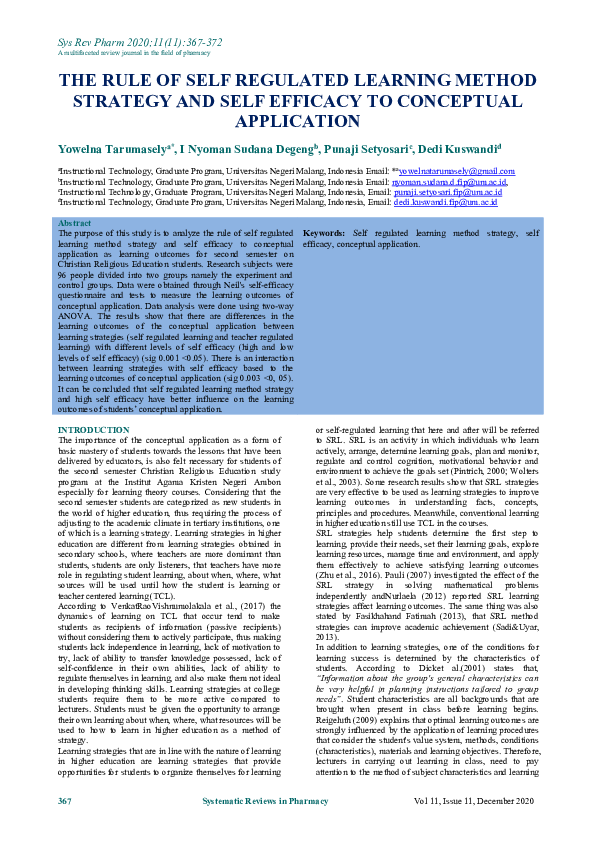 (PDF) The Rule of Self Regulated Learning Method Strategy and Self ...