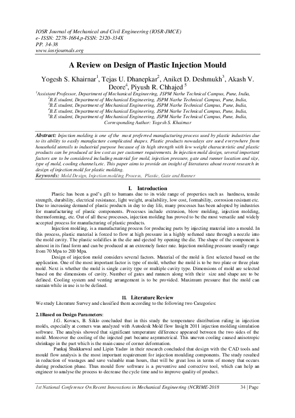 (PDF) A Review on Design of Plastic Injection Mould