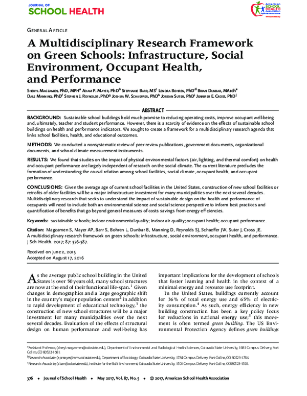 (PDF) A Multidisciplinary Research Framework on Green Schools ...