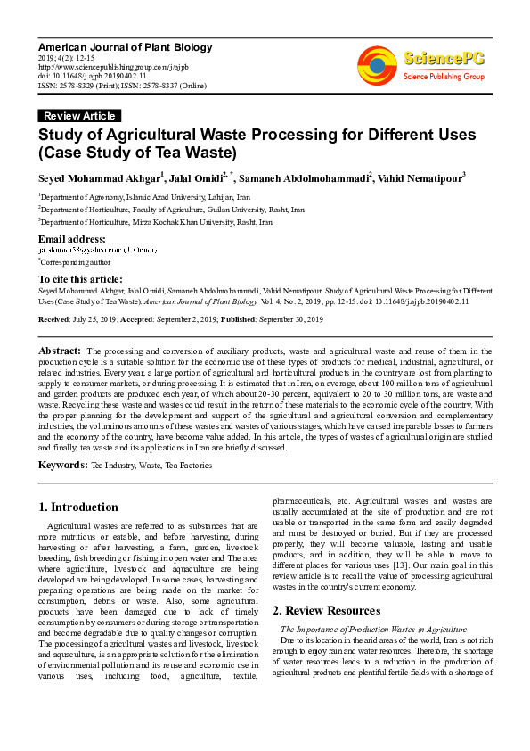 (PDF) Agricultural Waste Management: Case Study of a Waste Treatment ...