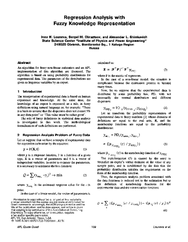 (PDF) Regression analysis with fuzzy knowledge representation (PDF) Regression analysis with fuzzy knowledge representation