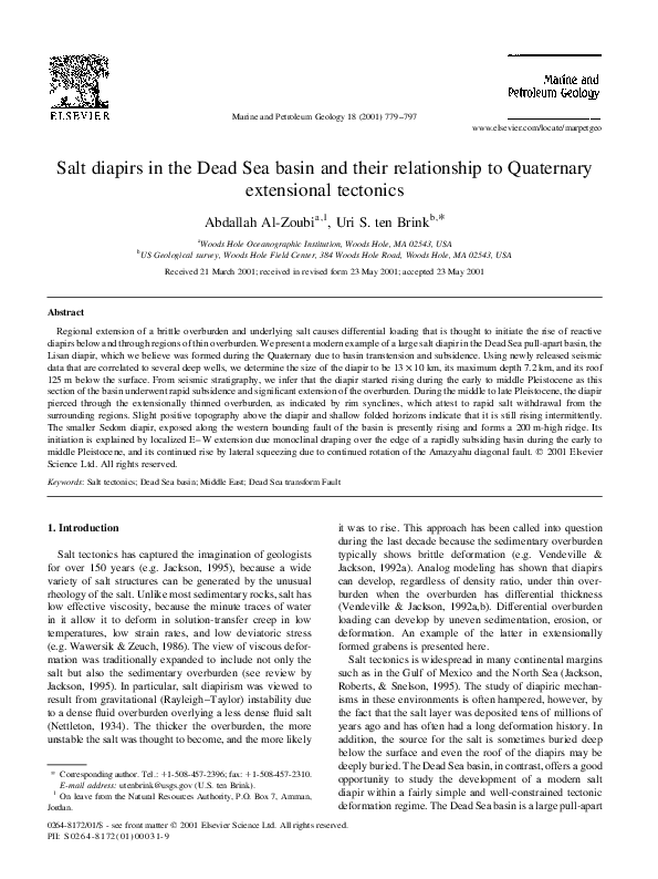 (PDF) Salt diapirs in the Dead Sea basin and their relationship to ...