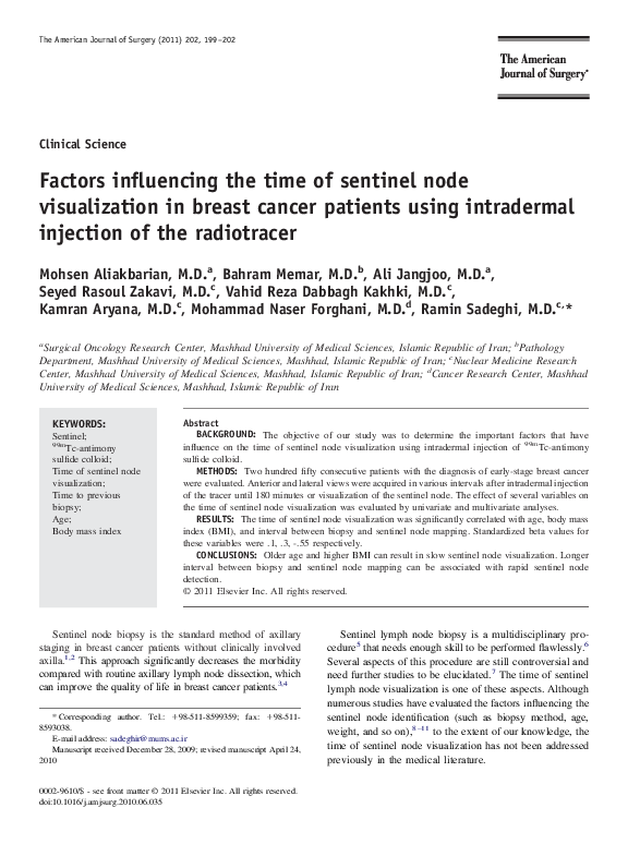 (PDF) Factors influencing the time of sentinel node visualization in ...