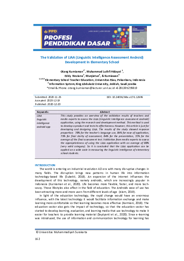 (PDF) The Validation of LIAA (Linguistic Intelligence Assessment ...