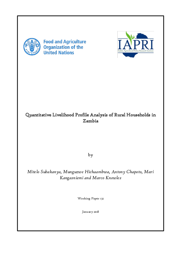 (PDF) Quantitative Livelihood Profile Analysis of Rural Households in ...