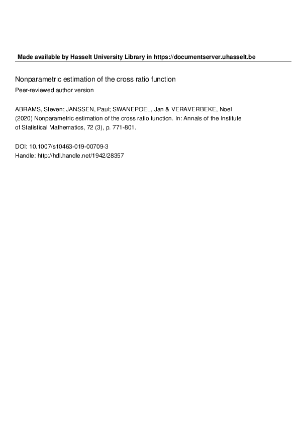 Nonparametric Estimation Of The Cross Ratio Function