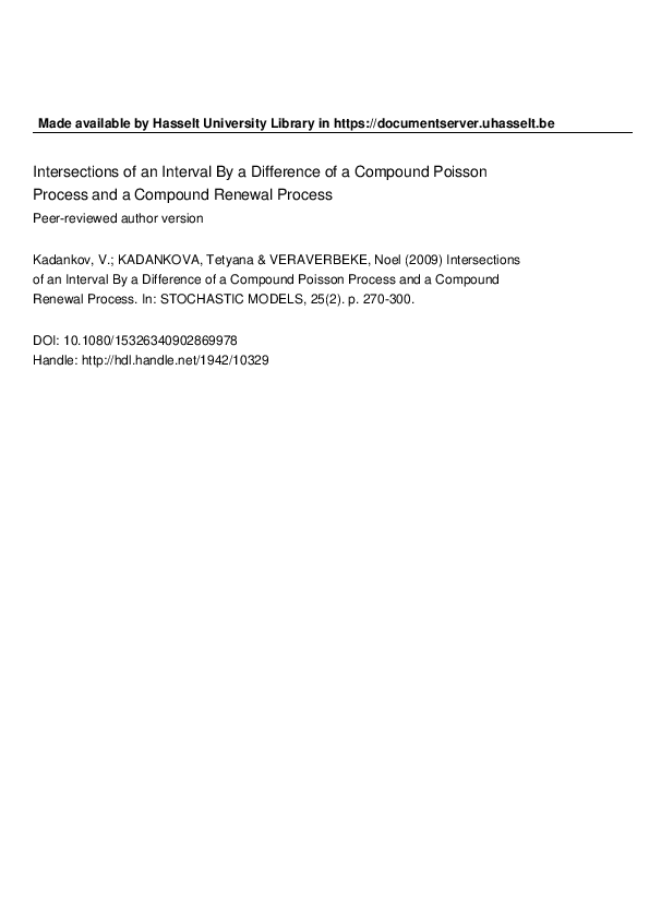 (PDF) Intersections of an Interval By a Difference of a Compound ...