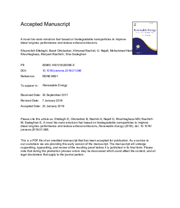 (PDF) A novel bio-nano emulsion fuel based on biodegradable ...