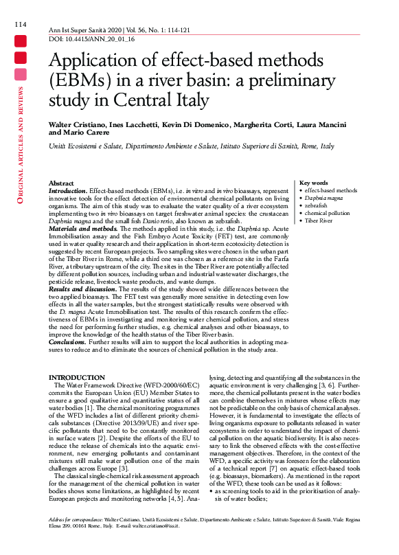 (PDF) Application of effect-based methods (EBMs) in a river basin: a ...