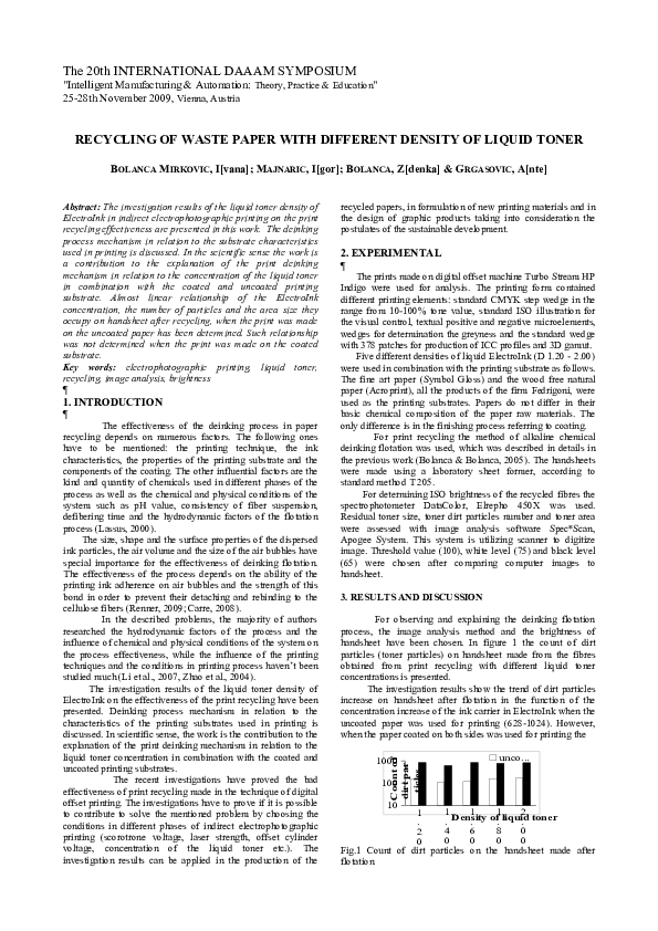 (DOC) Recycling of waste paper with different density of liquid toner
