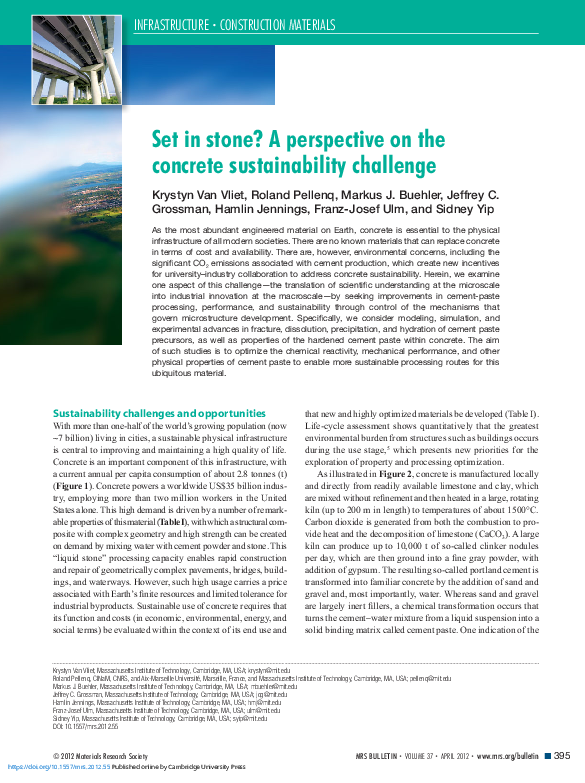 (PDF) Set in stone? A perspective on the concrete sustainability challenge