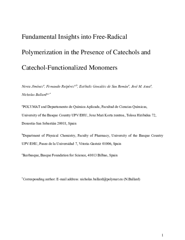 (PDF) Fundamental Insights into Free-Radical Polymerization in the ...
