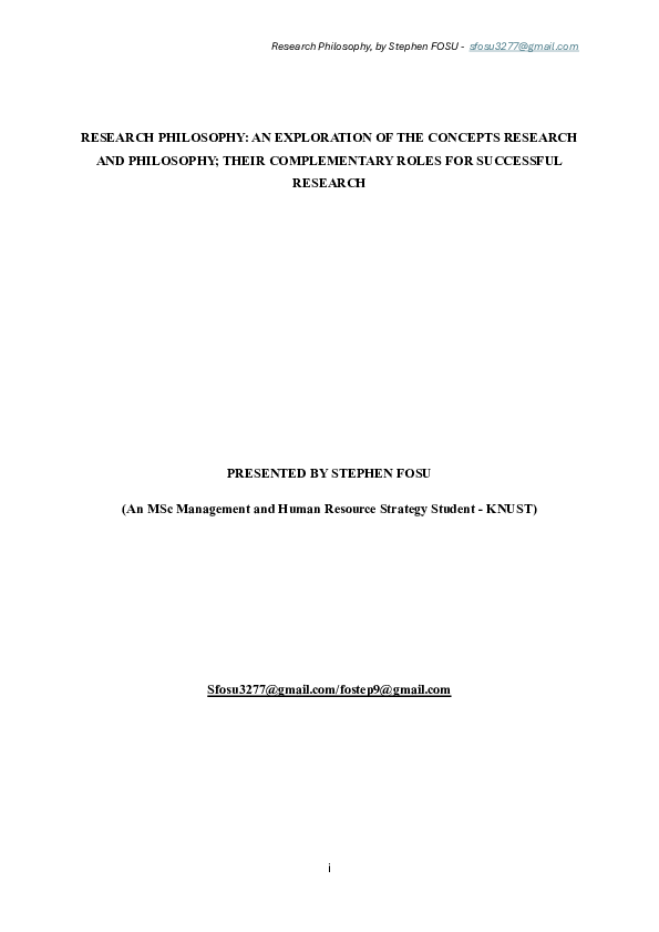 (PDF) RESEARCH PHILOSOPHY: AN EXPLORATION OF THE CONCEPTS RESEARCH AND ...