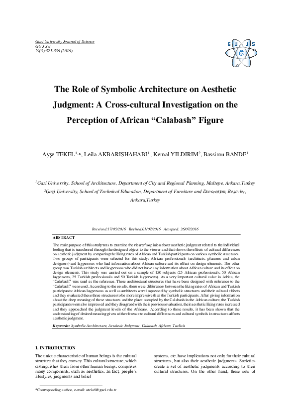 (PDF) The Role of Symbolic Architecture on Aesthetic Judgment: A Cross ...