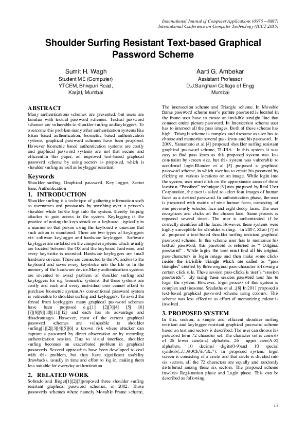 (PDF) Shoulder Surfing Resistant Text-based Graphical Password Scheme
