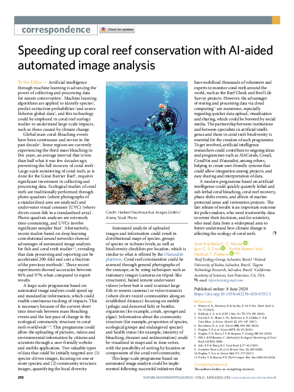 (PDF) Speeding up coral reef conservation with AI-aided automated image ...