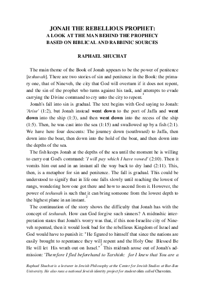 (PDF) Jonah the Rebellious Prophet: A Look at the Man Behind the ...