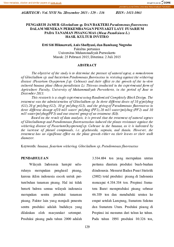 (PDF) PENGARUH JAMUR Gliocladium sp. DAN BAKTERI Pseudomonas ...