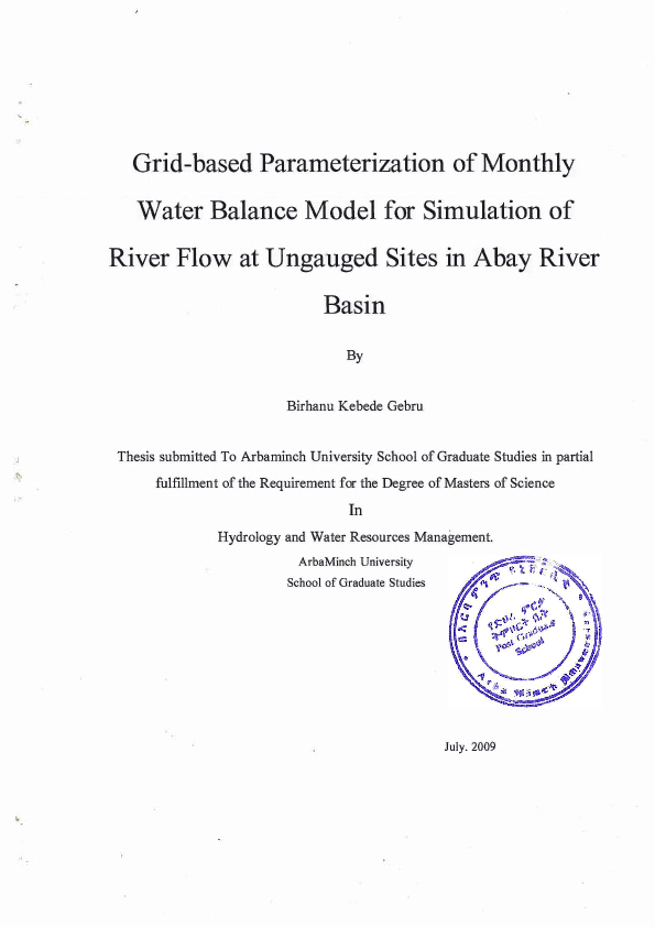 (PDF) Grid-based Parameterization of Monthly Water Balance Model for Simulation of River Flow at ...