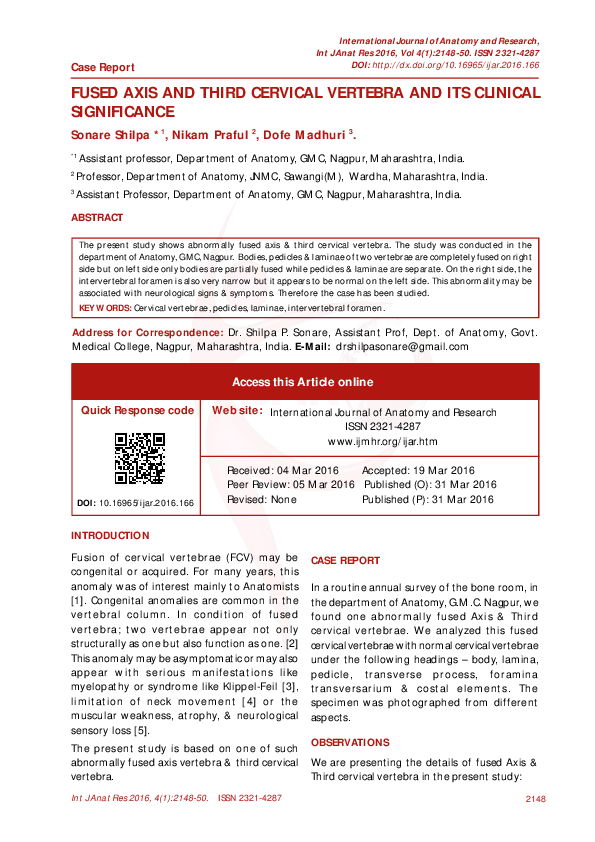 (PDF) Fused Axis and Third Cervical Vertebra and Its Clinical ...