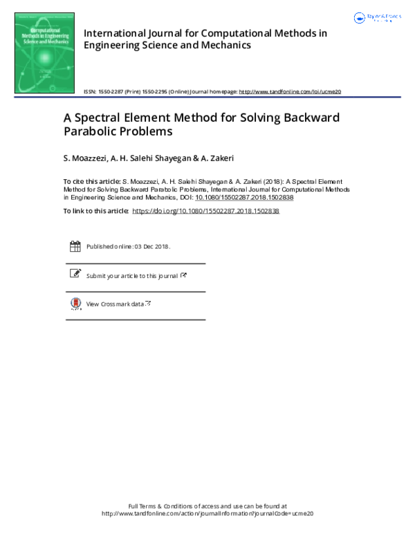 Pdf A Spectral Element Method For Solving Backward Parabolic Problems