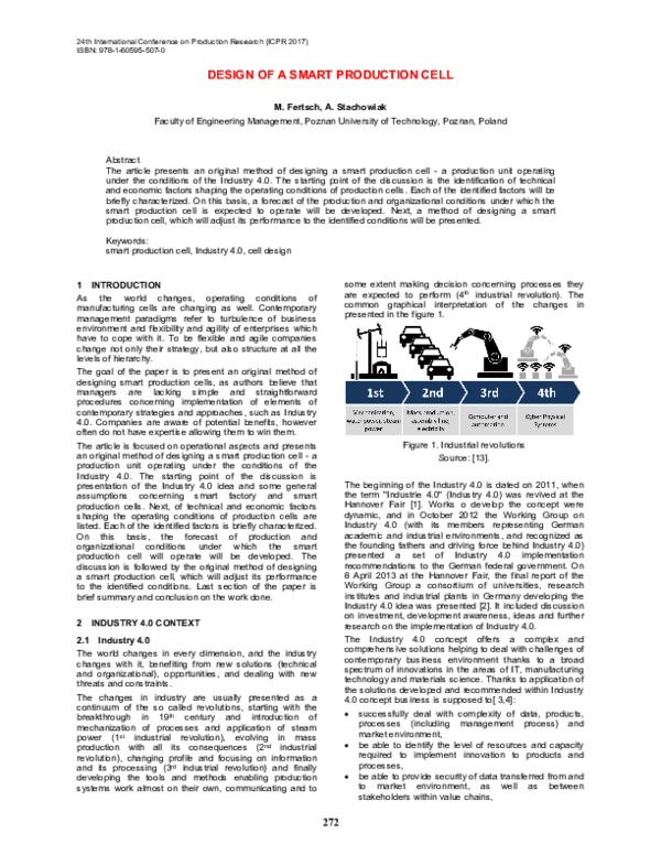 (PDF) Design of a Smart Production Cell