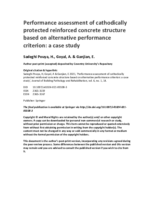 (PDF) Performance assessment of cathodically protected reinforced ...