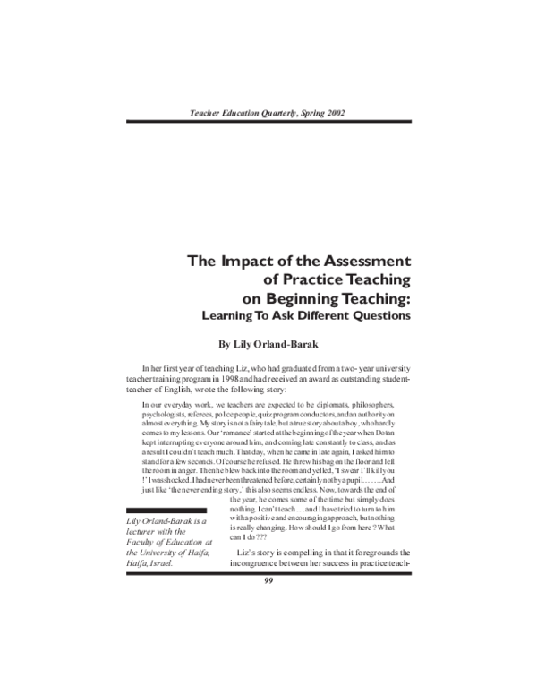 (PDF) The Impact of the Assessment of Practice Teaching on Beginning ...