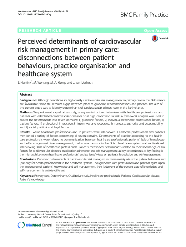 (PDF) Perceived determinants of cardiovascular risk management in ...
